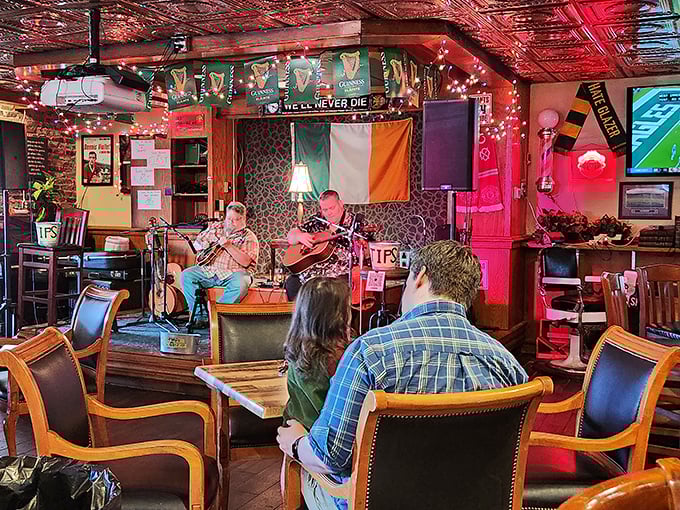 Live music nights add another layer of authenticity—nothing pairs better with a pint than acoustic tunes under the watchful eye of the Irish flag.