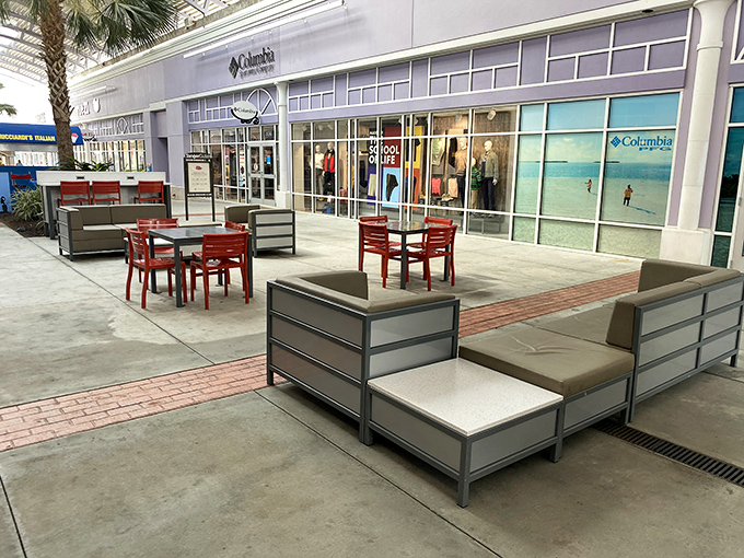 Thoughtfully designed seating areas provide retail recovery zones—where relationships are saved and shopping strategies recalibrated between store conquests.