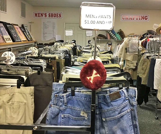 Denim for days! Men's pants section offers everything from dad jeans to occasional designer finds hiding among the Dockers.