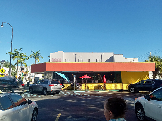 The exterior view reveals Jimmy's true superpower – looking exactly like the kind of place where taxi drivers and local chefs eat on their day off.