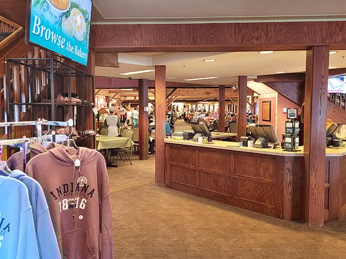 The entrance area seamlessly blends restaurant, bakery, and gift shop—a trifecta of temptation that ensures you won't leave empty-handed.
