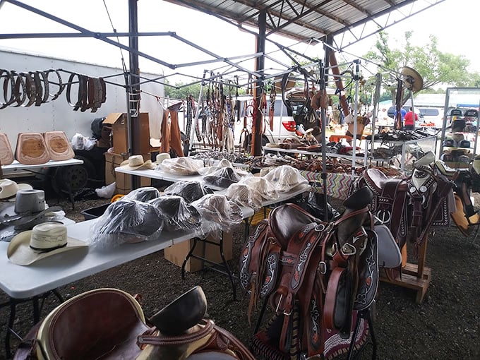 Saddle up for serious savings! This leather wonderland offers authentic Western riding gear that would make John Wayne tip his hat in approval.