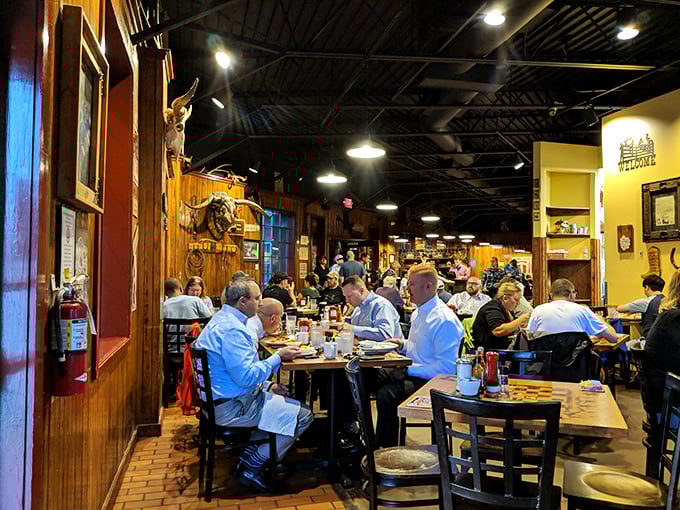 Packed tables of happy diners under rustic beams—this is what community looks like when it gathers over seriously good food.