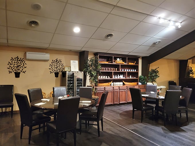 Modern yet cozy dining space where the only thing more satisfying than the atmosphere is knowing what's about to arrive at your table.