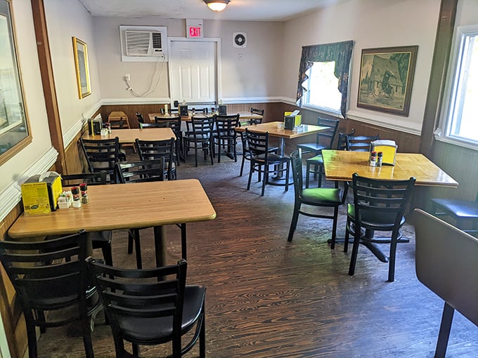 Simple wooden tables and chairs that have witnessed countless food comas and "mmm" moments. No pretension, just good eating.