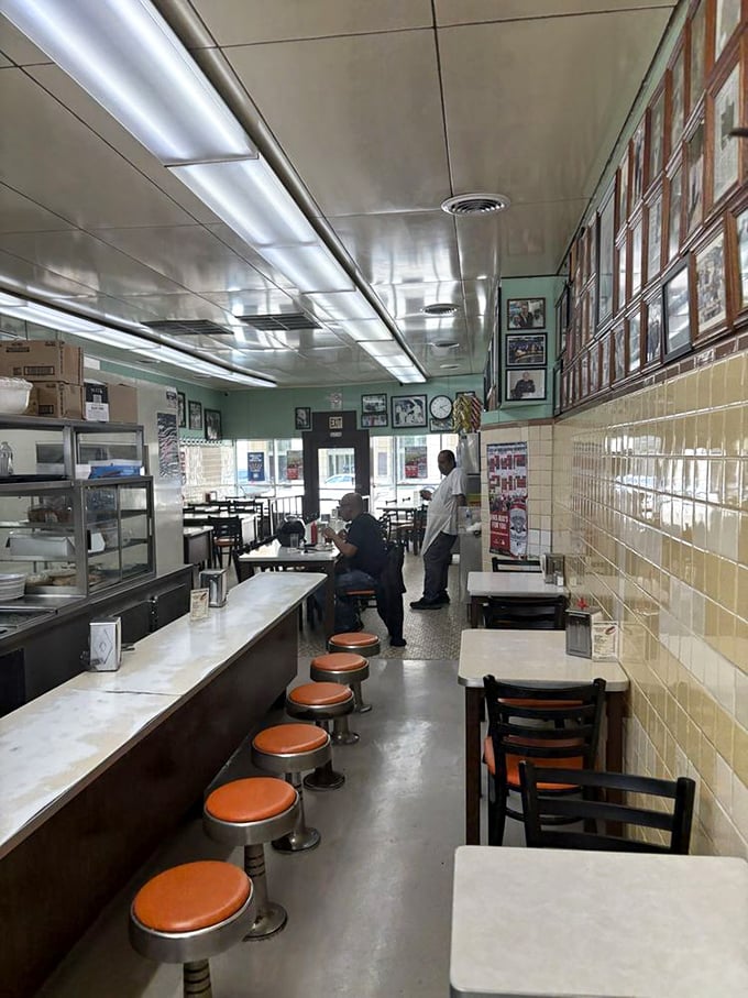 Democracy in dining form. These stools have supported the backsides of celebrities, autoworkers, and everyone in between—all equal in pursuit of Coney perfection.