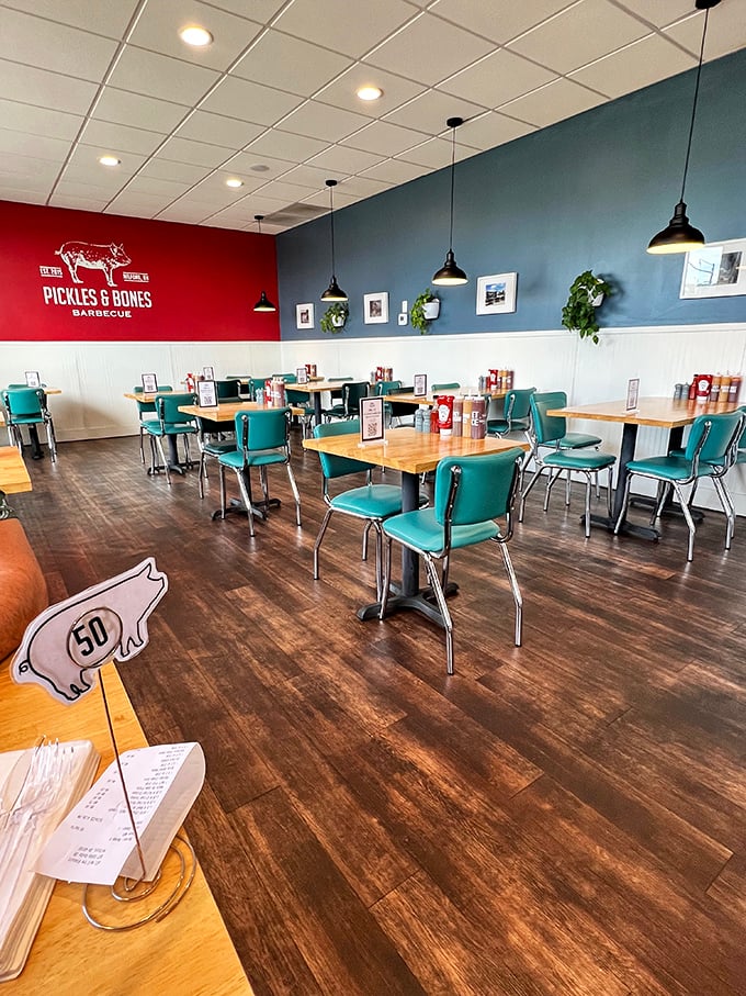 These aren't just tables and chairs—they're front-row seats to one of Ohio's greatest culinary performances. The minimalist design keeps the focus where it belongs: on the food.