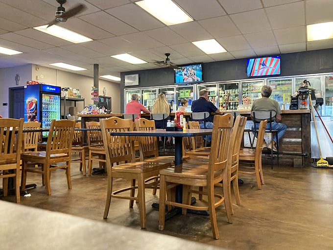 Simple wooden chairs and tables say, "We put our energy into the food, not fancy furniture" – exactly as it should be.