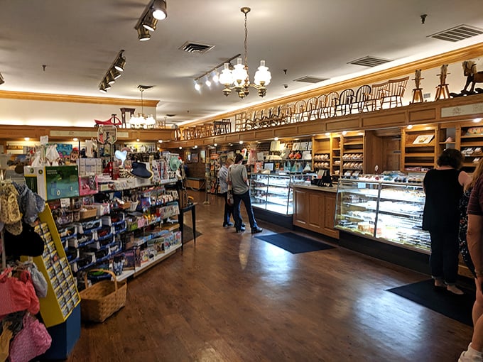 The gift shop and bakery area—where willpower goes to die and "I'll just look around" becomes "I need seventeen different baked goods."