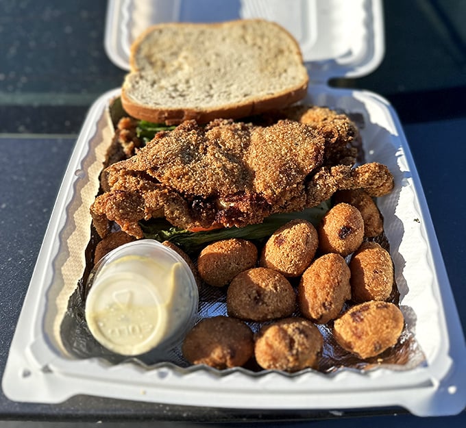 The soft shell crab sandwich—nature's perfect finger food. When the entire crab is fair game, you know you're in for something special.