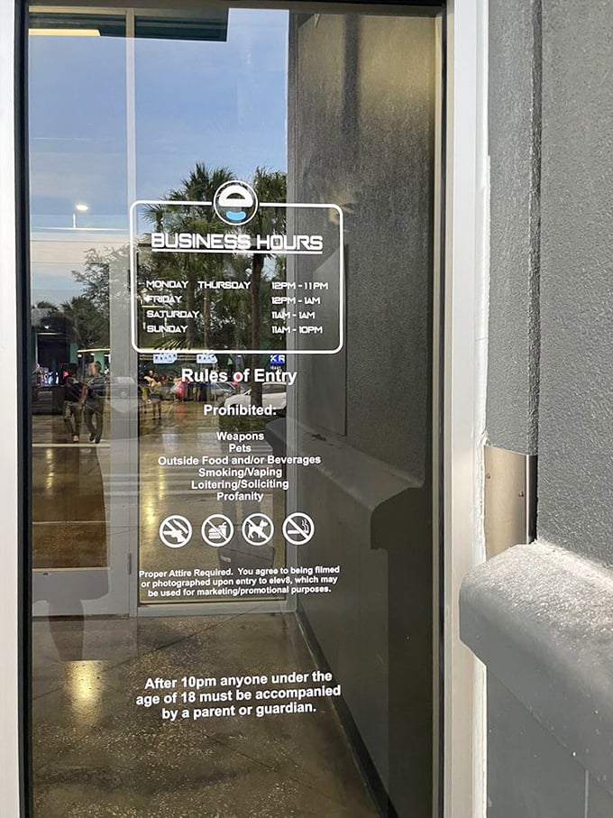 The rules sign reveals the secret adult perk of Elev8 Fun—after 10pm, it transforms into a grown-ups playground. Date night just got more competitive.