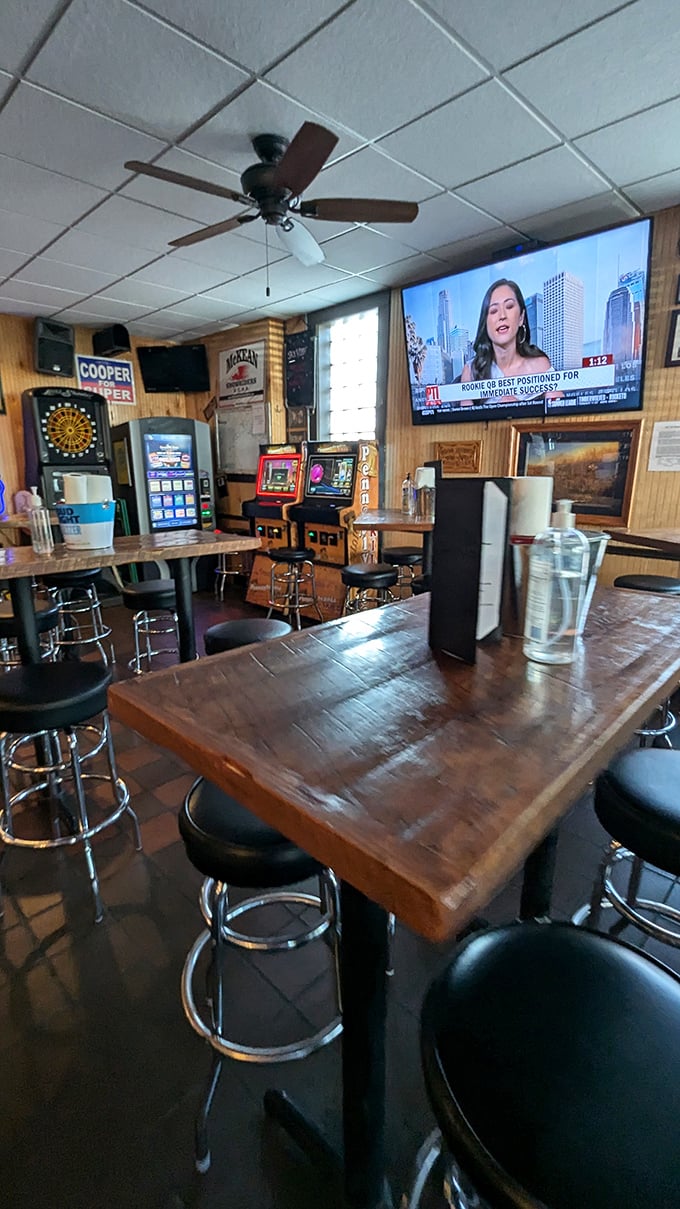 Where serious food meets casual atmosphere. Those wooden high-tops aren't just tables—they're front-row seats to Pennsylvania tavern culture.