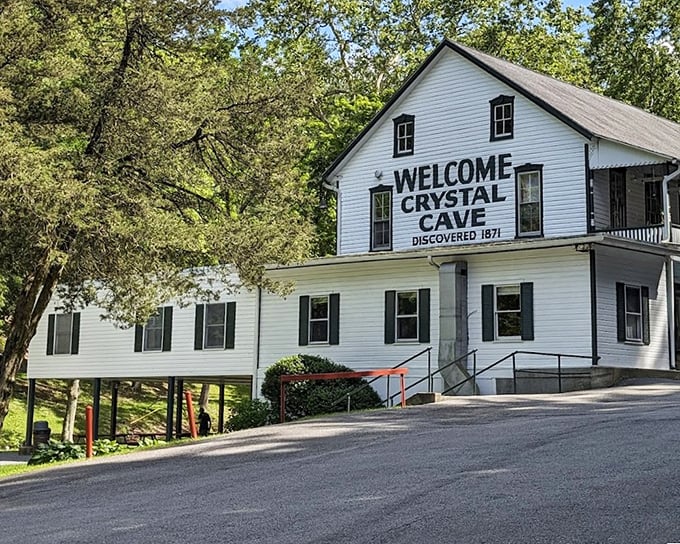 Welcome to Crystal Cave – the historic main building has been greeting underground explorers since Ulysses S. Grant was president.