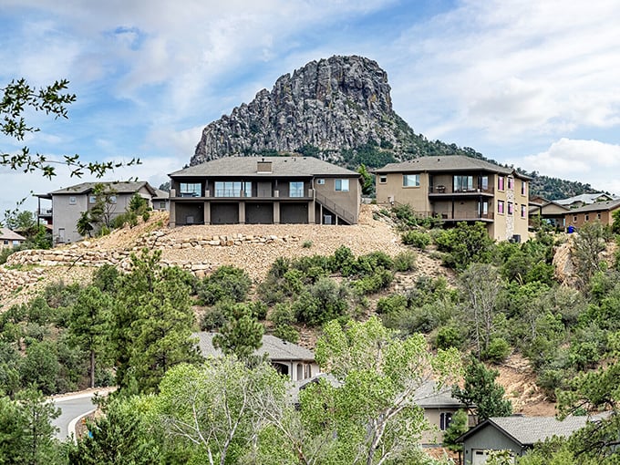 Prescott’s hillside homes sit beneath the watchful gaze of Thumb Butte—a natural monument to the spirit of the frontier.