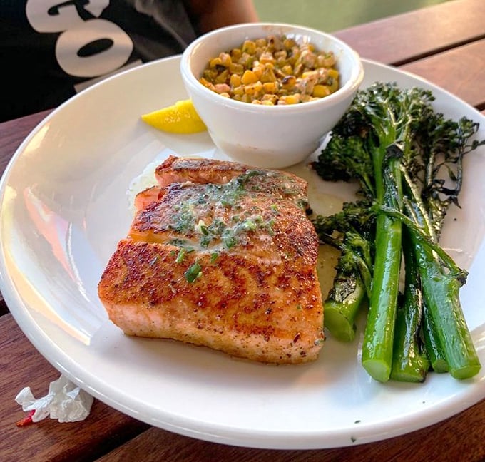 Salmon that's achieved that perfect sear—crispy outside, buttery inside. Paired with broccolini that actually makes you want to eat your vegetables.