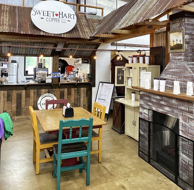 Sweet Hart Coffee tucked inside like a caffeinated oasis – because treasure hunting requires proper fuel and determination.
