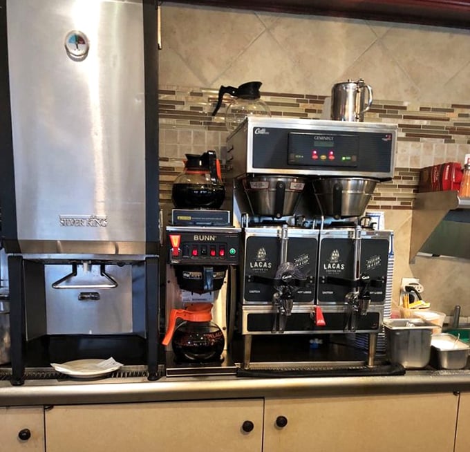 The coffee station – command central of any respectable diner and the source of the liquid motivation that powers New Jersey's mornings.