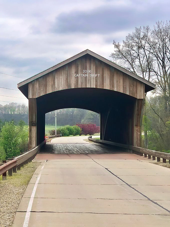 The Captain Swift covered bridge connects more than just two sides of a waterway – it bridges Princeton's past and present with rustic, Instagram-worthy charm.