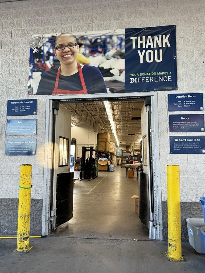 The donation area welcomes your gently-used items with open arms. One person's "I'm done with this" becomes another's "I've been looking everywhere for this!"