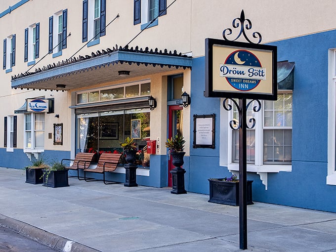 The Dröm Sött Inn lives up to its "Sweet Dreams" name with that perfect small-town charm that big hotel chains try desperately to replicate.