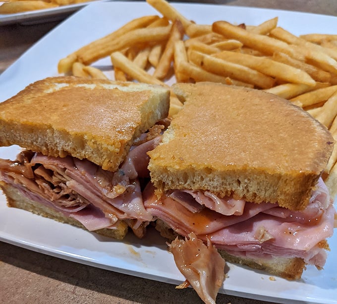 This ham sandwich isn't messing around. Stacked higher than some LA apartments and twice as satisfying.
