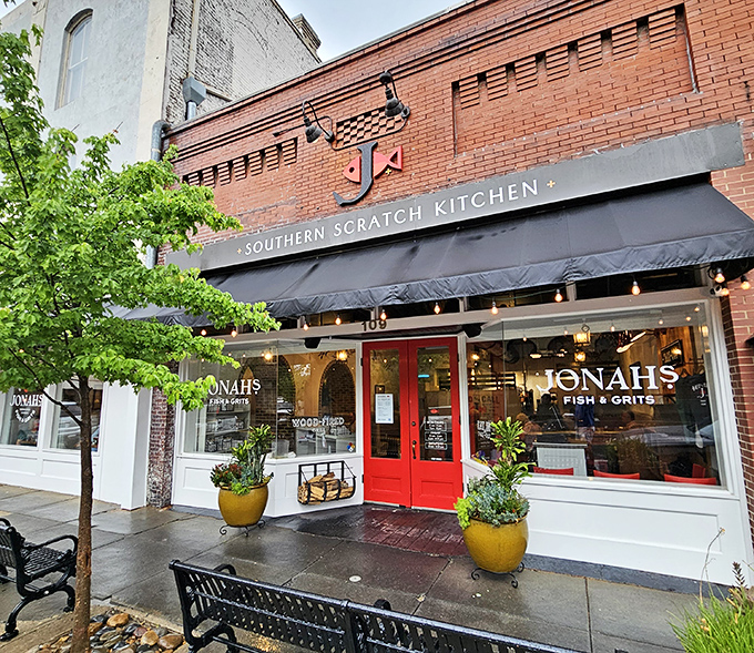Jonah's Fish & Grits serves up Southern scratch cooking with a welcoming red door that practically shouts "Come on in, y'all!"
