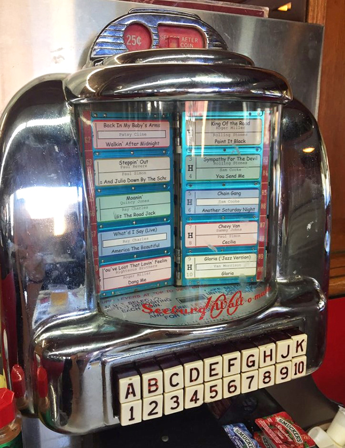 The vintage jukebox at Mickey's offers a quarter's worth of musical time travel, from Patsy Cline to The Rolling Stones—the soundtrack to countless late-night meals.