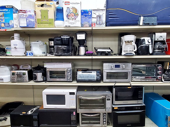 Kitchen appliance adoption center – where waffle makers, coffee machines, and toaster ovens dream of Sunday morning duties.