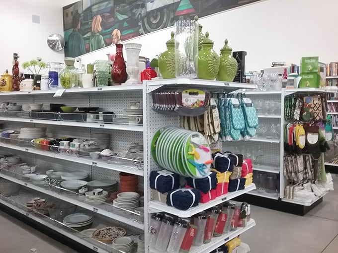 Kitchenware galore! Those green ceramic pieces aren't just dishes—they're the starting point for your next dinner party conversation.