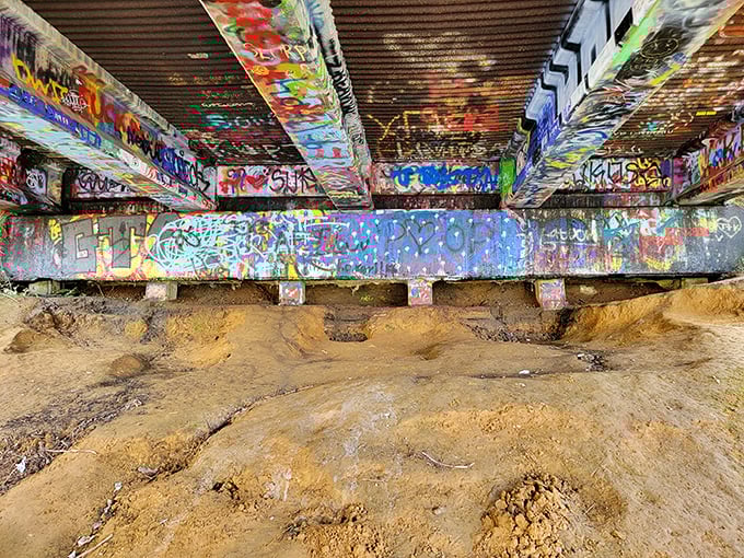 The Kurt Cobain Memorial under the bridge honors Aberdeen's most famous son with colorful tributes from fans worldwide.
