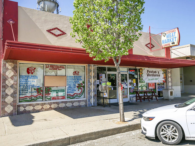 La Esperanza Meat Market's colorful facade hints at the treasure trove of authentic ingredients inside—the secret weapon of home cooks who know better than Whole Foods.