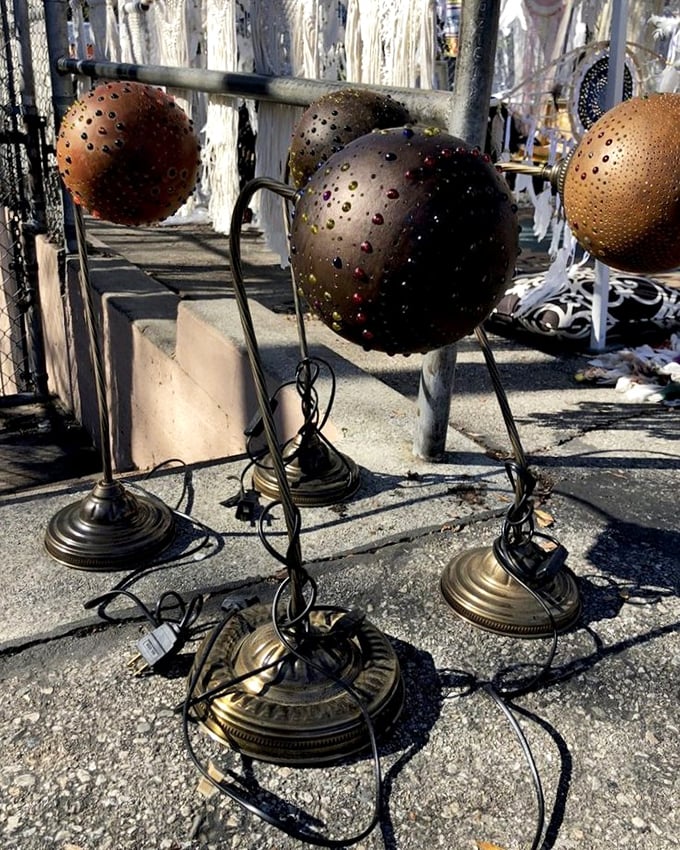 Upcycled lamps that look like they could either illuminate your reading nook or signal passing alien spacecraft—functional art at its finest.