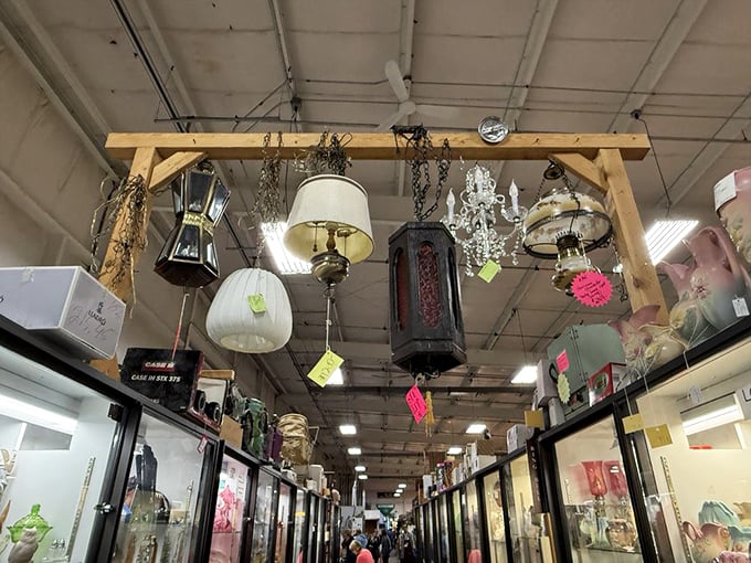 Chandeliers and lamps dangling like illuminated jewelry—because even Thomas Edison would want his inventions to look fabulous.