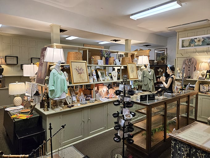The antique store section offers treasures that whisper stories of Virginia's past—from vintage clothing to decorative items that have survived generations.