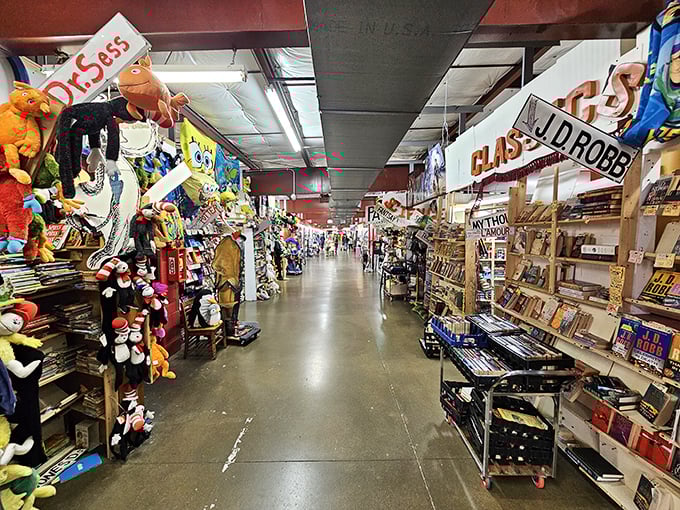The main corridor stretches like a retail canyon, with vendor stalls creating a gauntlet of temptation that few can navigate without making a purchase.