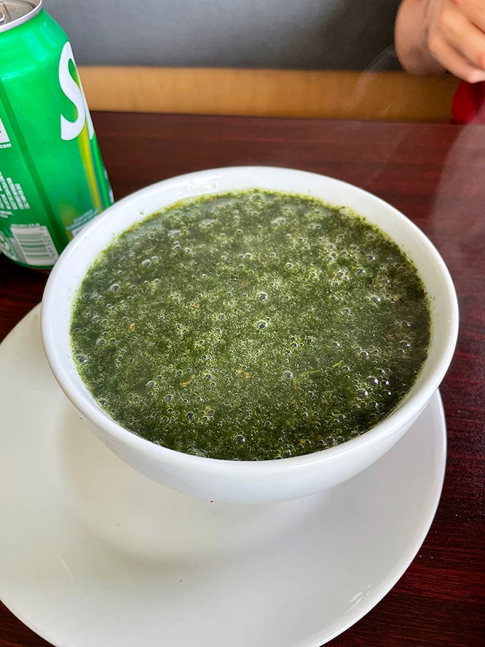 Molokhia's vibrant green color might surprise you, but this traditional soup delivers comfort beyond appearances.