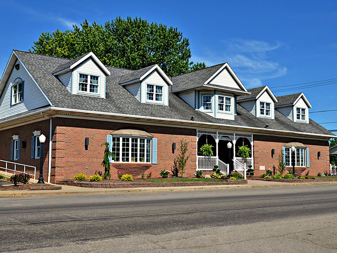 Curb appeal that doesn't need a filter. Mt. Hope Fabrics & Gift Shoppe welcomes visitors with landscaping as thoughtful as the goods inside.