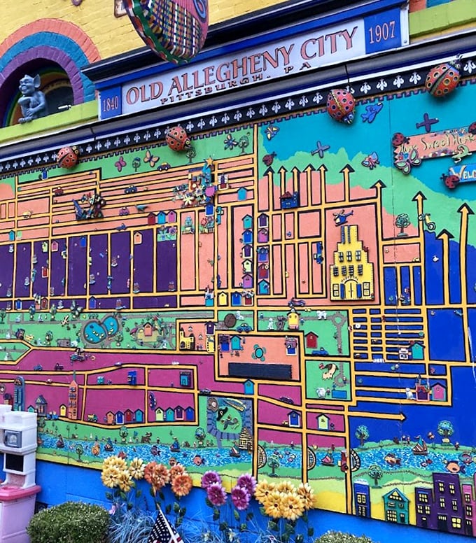 This map mural doesn't just show you where you are—it shows you where imagination can take you when conventional maps are ignored.