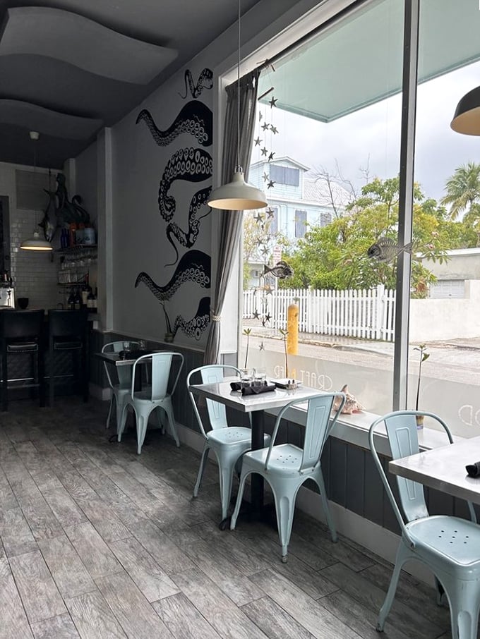 Tentacles on the wall and sunshine through the windows—where else but Key West could pull off oceanic whimsy this well?