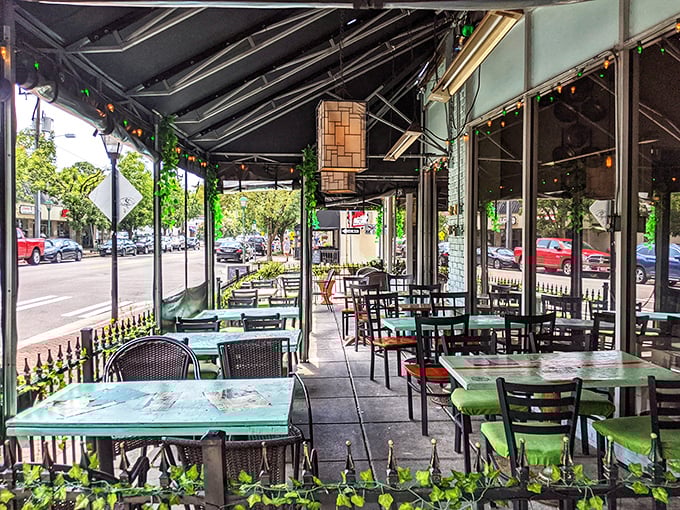 The outdoor patio offers prime people-watching real estate along with fresh air and a front-row seat to Ghent's charming streetscape.
