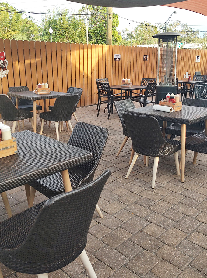 The outdoor patio where Florida evenings remind you why people move here and why visitors keep coming back.