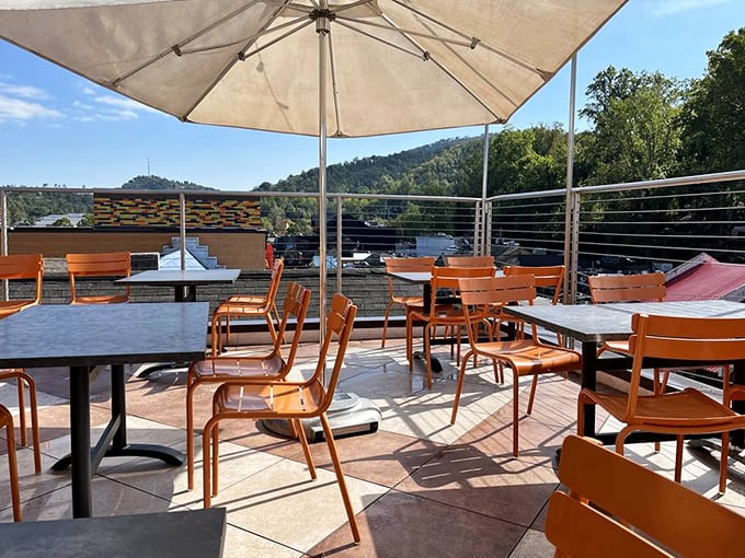 The rooftop patio offers mountain views that pair perfectly with tacos. Nature's dining room with the best seats in Gatlinburg.