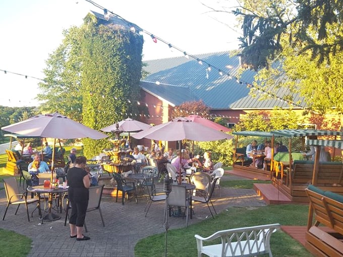When Michigan weather cooperates, the outdoor seating offers dinner with a side of fresh air and sunshine.