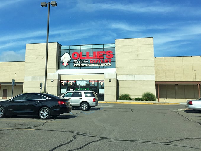 The parking lot view – where cars gather like bargain-seeking pilgrims at a temple of deals that delivers on its "Good Stuff Cheap" promise.