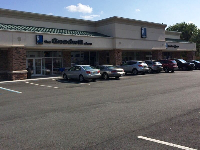 The parking lot—first stop on your journey to thrifting nirvana, where empty trunks arrive and depart filled with affordable discoveries.