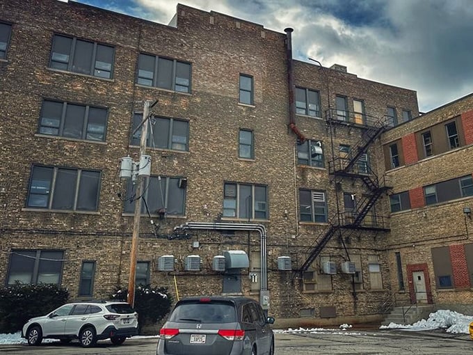 Even the building's back side tells stories of Milwaukee's industrial past – a fitting shell for the historical items housed within.