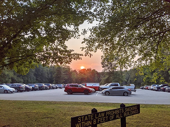 Even the parking lot delivers a show at Chain O' Lakes. This sunset farewell reminds visitors why they should return as soon as possible.