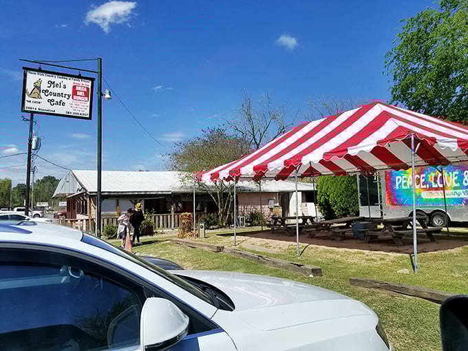 Even the outdoor seating area screams "Texas" – casual, welcoming, and ready for hungry folks to make themselves at home.