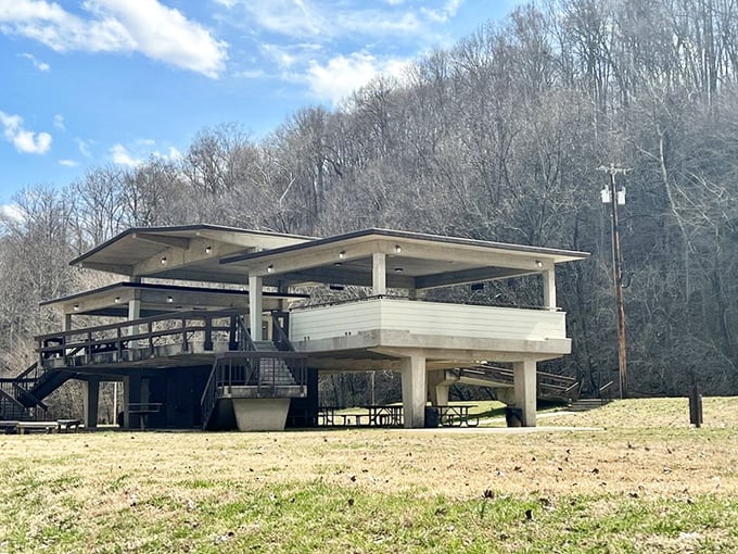 This riverside pavilion offers shelter with a view. Perfect for those "I want to be in nature but not rained on" moments.