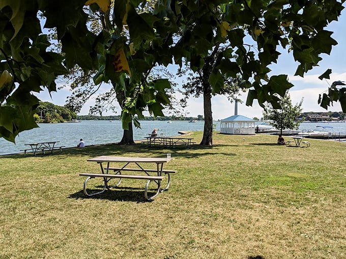 Picnic tables positioned for maximum view enjoyment. Because sandwiches always taste better when served with a side of spectacular scenery.
